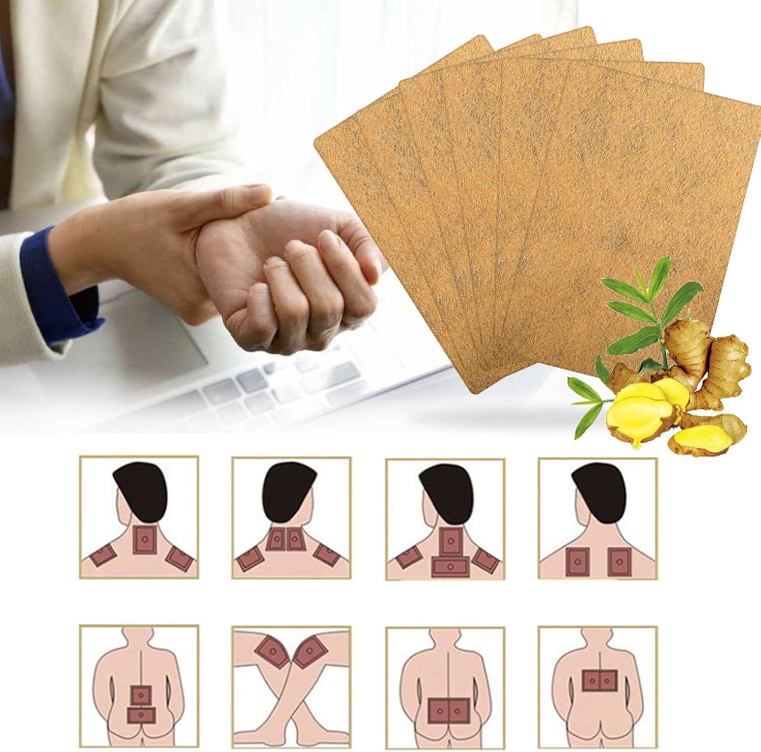 Pack of 6 ginger patches for pain relief – Posturalia+